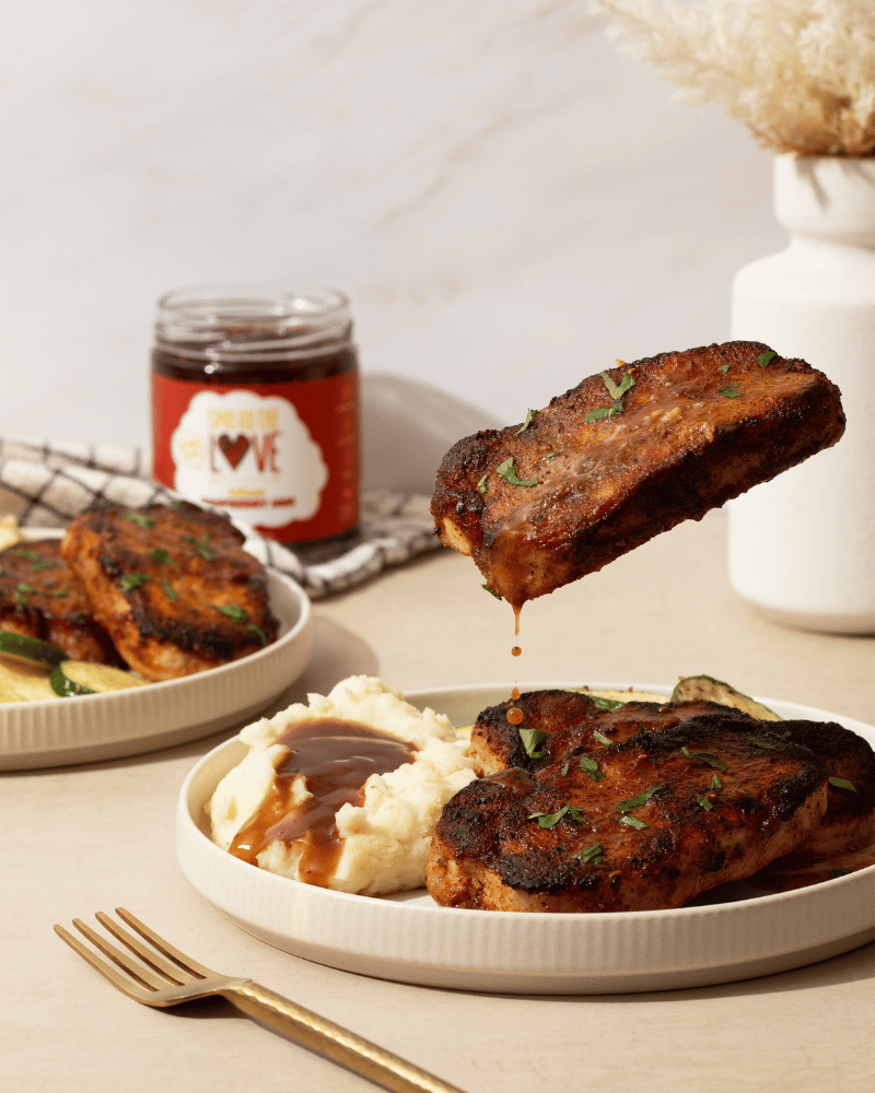 Raspberry Glazed Pork Chops – Spread The Love Foods